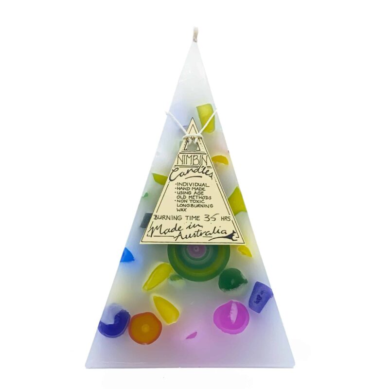 35hr Funky Pyramid Candle White | The Herb Temple