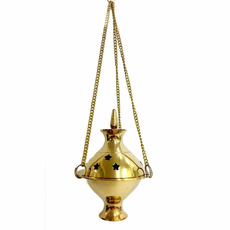Brass Charcoal Hanging Censer Small 8cm | The Herb Temple
