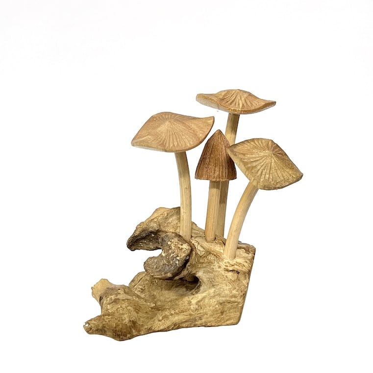 Wooden Mushroom Statue | The Herb Temple